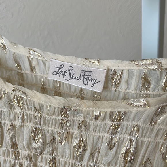 LoveShackFancy | Tops | Loveshackfancy Beautiful Gold Metallic Shimmer ...